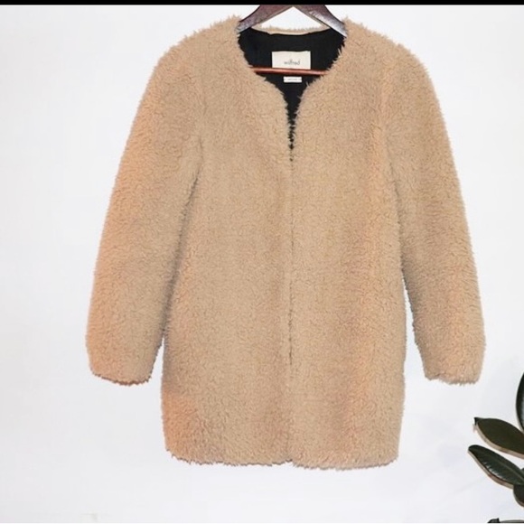 Wilfred | Jackets & Coats | Wilfred Tan Teddy Jacket Zip Front Plush ...